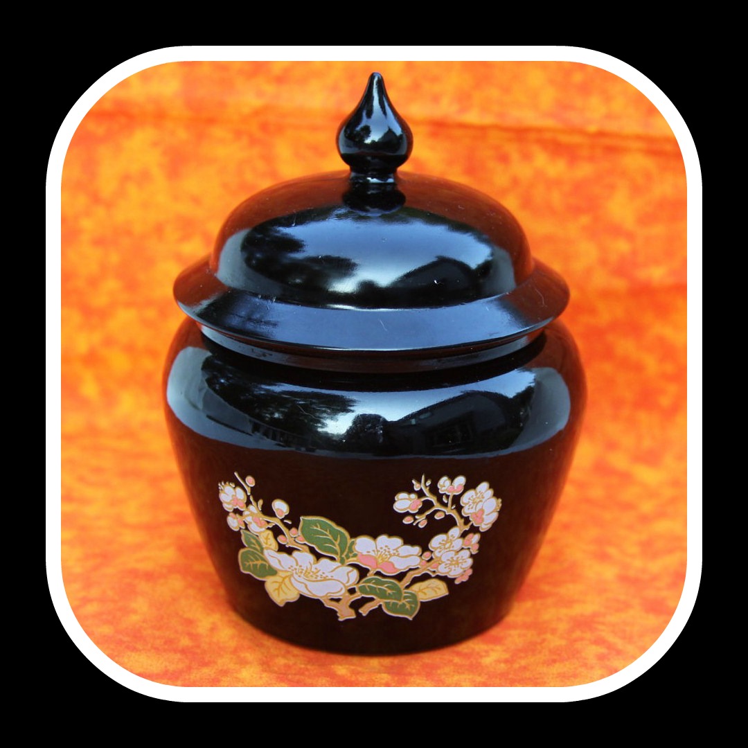Vintage Avon Black Amethyst Cherry Blossom Ginger Jar on Luulla